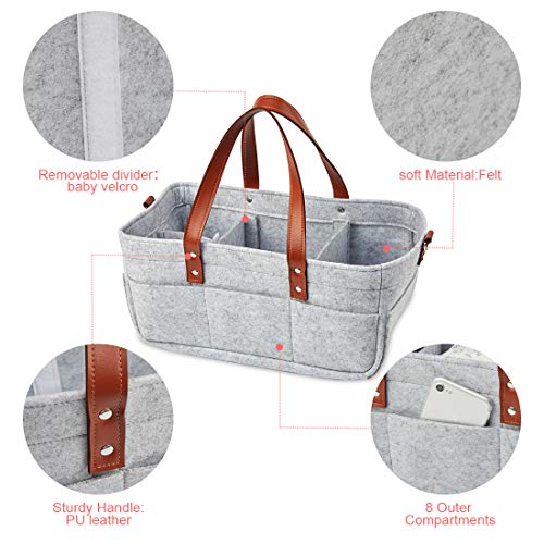 Baby Diaper Caddy Organizer,Nursery Storage Bins Multifunctional Portable Tote Bag with Removable Insert,Baby Gift Basket Car Organizer for Mom & Newborn