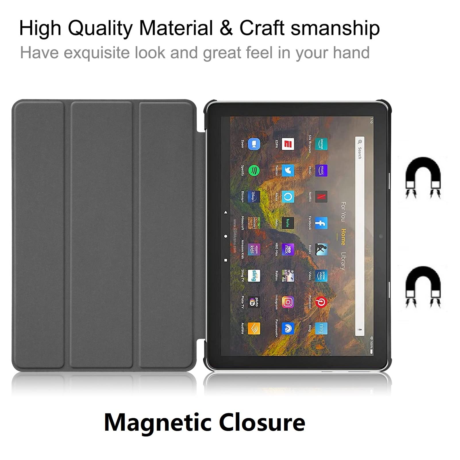 Boskin for Kindle Fire HD 10 case/HD 10 Plus case 2021 Released 11th Generation,PU Leather Smart Cover with Auto Wake/Sleep (Starry)