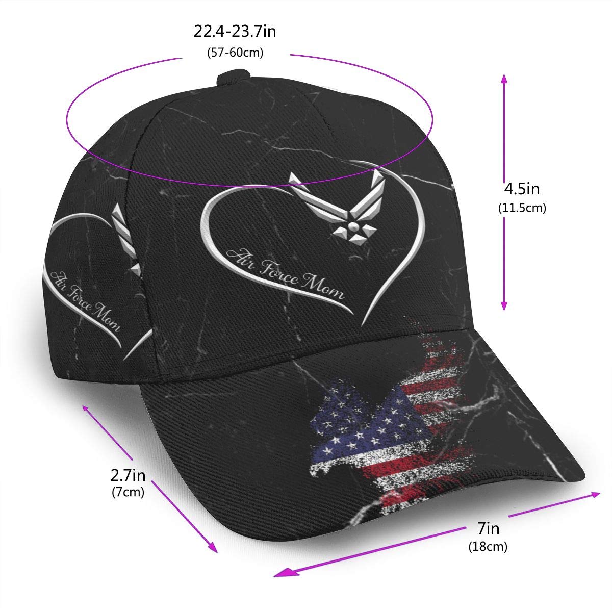 Air Force Mom Hat Baseball Cap Duck Tongue Cap Fashion Cap Black