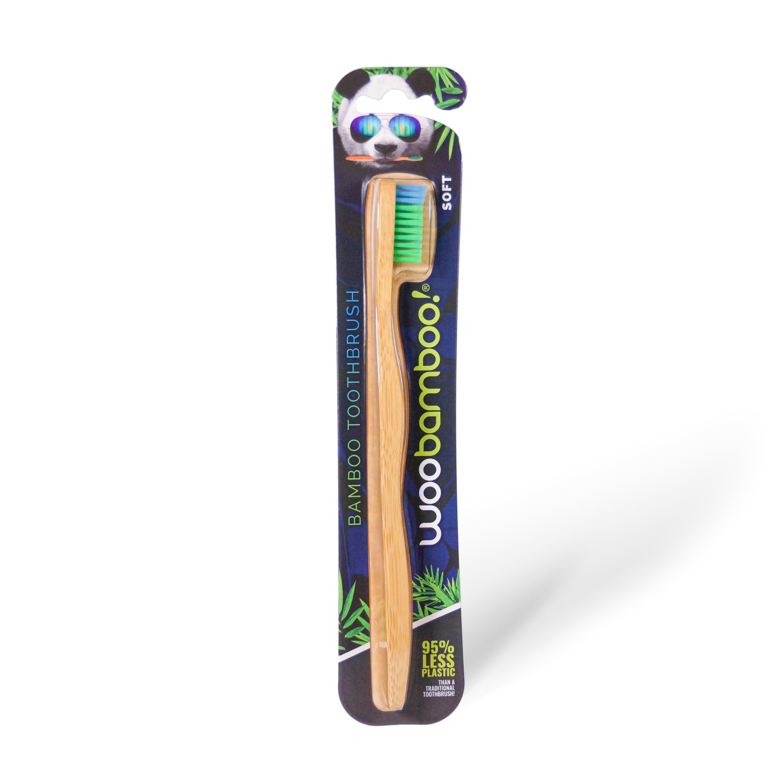 Woobamboo! Adult Soft Bamboo Toothbrush, Sustainable, Biodegradable handle, Dental-Grade Bristles, Plastic Negative (Pack of 1)