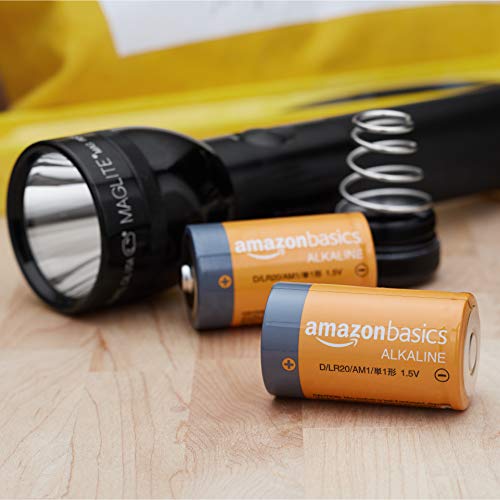 Amazon Basics 4-Pack D Cell Alkaline All-Purpose Batteries, 1.5 Volt, 5-Year Shelf Life