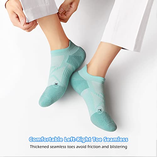 Ankle Socks Womens Athletic Running Low Cut Compression No Show Cushioned Socks 5-Pairs Mutil-colorful