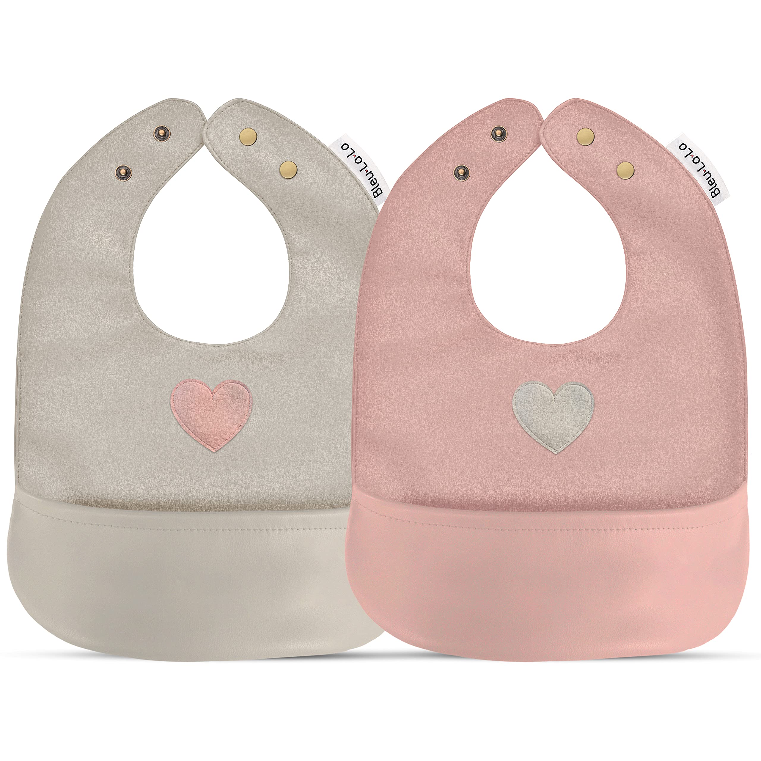 Bleu La La Silicone Free Vegan Leather Buttery Soft Bibs with Pocket for Feeding Toddlers