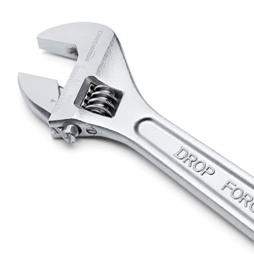 Amazon Basics 4-Piece Chrome-Plated Adjustable Wrench with Inch/Metric Scale, Includes: 6-Inch (152mm), 8-Inch (203mm), 10-Inch (254mm), 12-Inch (305mm)