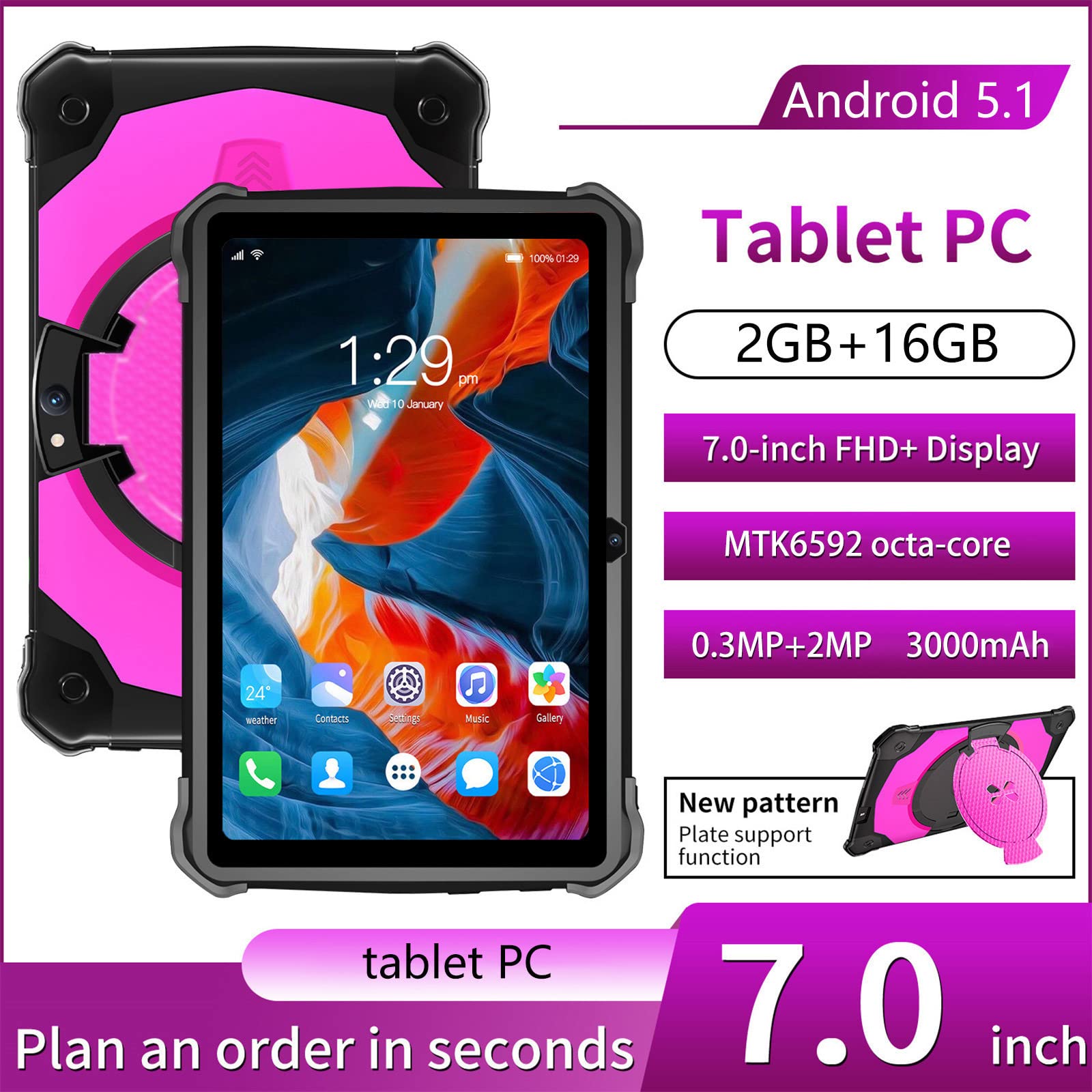 arox HD 7-Inch Android Tablet IPS High Definition Screen 2gb + 16gb WiFi Bluetooth Voice Call Game Video Learning Tablet Function 3000mah Battery