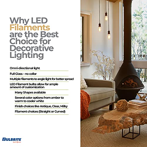 Bulbrite Pack of (4) 5 Watt Dimmable Clear Filament B11 Candelabra (E12) LED Bulb - 500 Lumens, 3000K, and 80 CRI