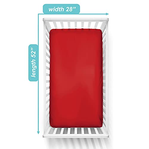 TL Care Supreme Fitted Crib Sheet 28" x 52", Enhanced Thickness for Soft, Breathable Neutral 100% Cotton Jersey Comfort, Red, for Boys and Girls