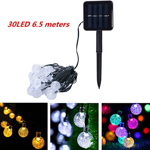 Aoile 6.5M 30LED Solar-Powered Bubble String Lights Night Light Garden Home Party Bar Decoration Warm White