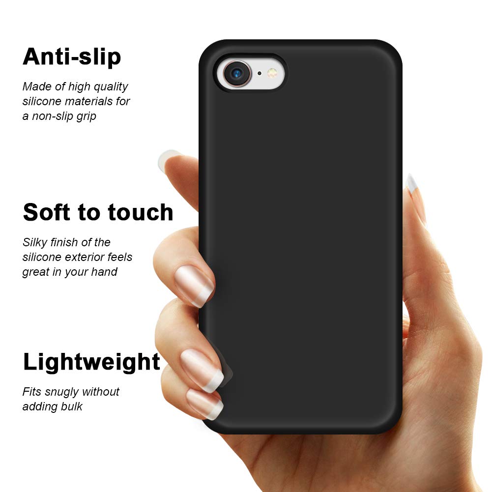 Anuck iPhone SE Case 2022/2020, iPhone 8 Case, iPhone 7 Case, Non-slip Liquid Silicone Gel Rubber Bumper Phone Case Soft Microfiber Lining Hard Shockproof Protective Cases Cover 4.7", Light Blue