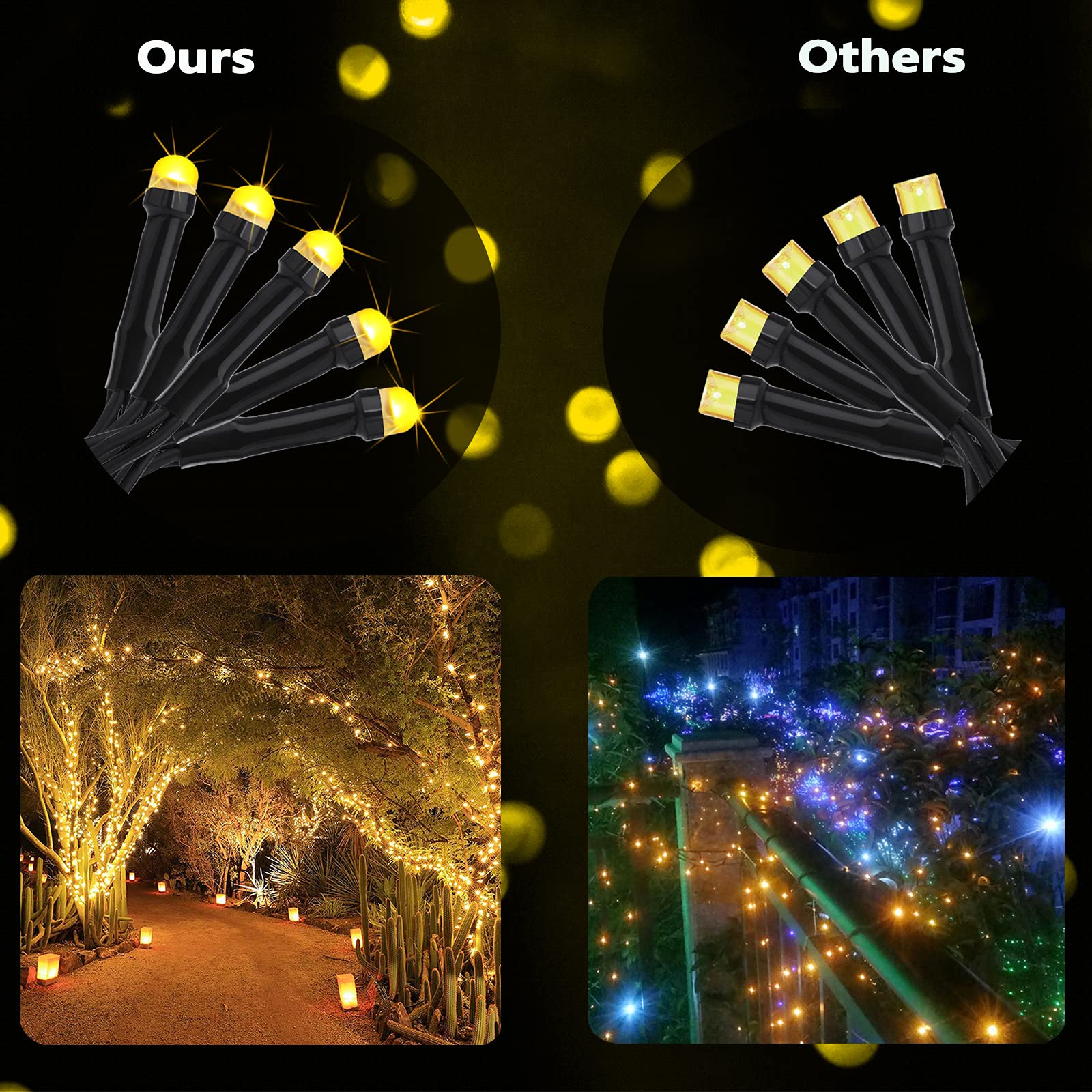 Jnaurb Solar Christmas Lights, 121ft 350 LED Solar String Lights with 8 Modes, Waterproof Outdoor Christmas String Lights for Patio, Garden, Party, Holiday, Christmas Decorations (Wram White)