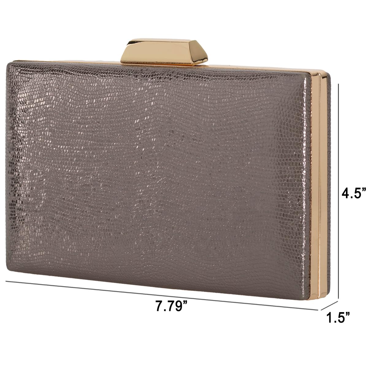 JNB Women's Metallic Material Hard Case Evening Party Clutch,Gold