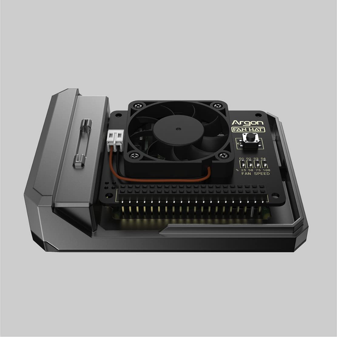 Argon NEO Case with Fan HAT and Power Supply (Type-C) for Raspberry Pi 4 | Supports Cooling Fan, Camera, and LCD Display | GPIO and PoE Pins are Accessible