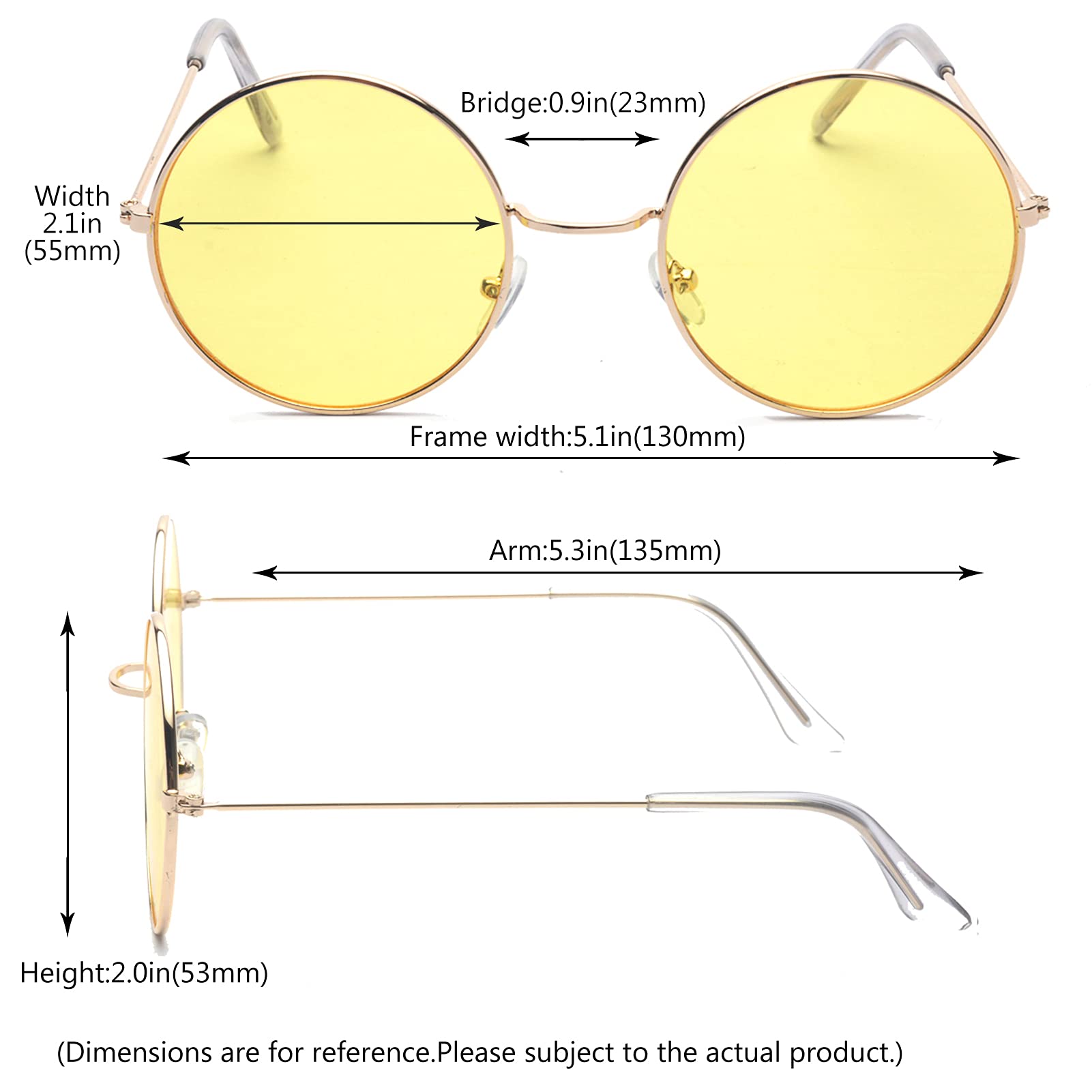 ALWAYSUV Round Small Flat Sunglasses Circle Metal Vintage 70's Hippie Glasses (Green)