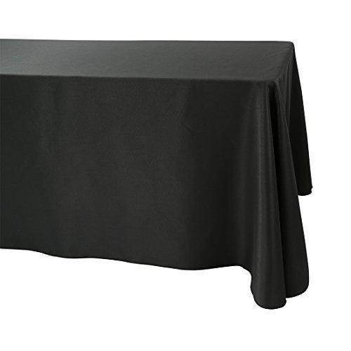 E-TEX Oblong Tablecloth - 90 x 156 Inch - Black Rectangle Table Cloth for 8 Foot Rectangular Table in Washable Polyester