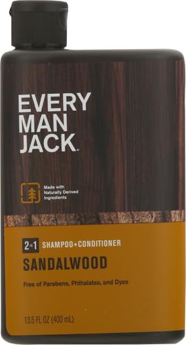 Every Man Jack Daily Shampoo+Conditioner for All hair types, Sandalwood, 13.5 Fluid Ounce