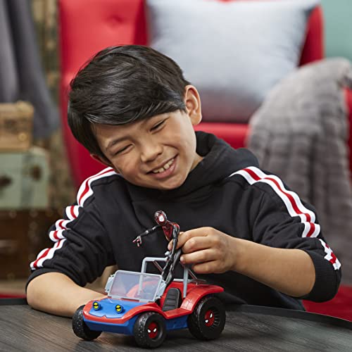 Marvel Spider-Man Spider-Mobile 6-Inch-Scale Vehicle with Miles Morales Action Figure, Toys for Kids Ages 4 and Up