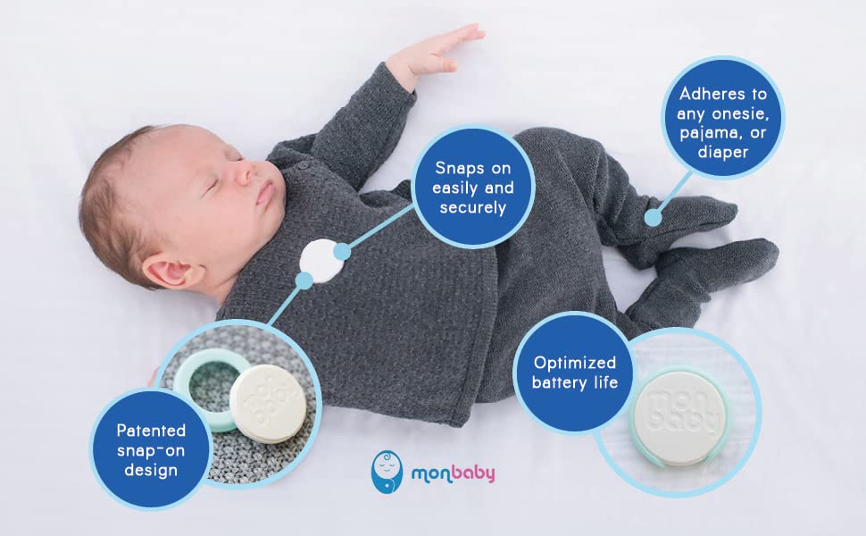 MonBaby Smart Baby Monitor: Tracks Chest Movement, Rollovers, Sleeping Position. Real-Time Alerts to Smartphone. HSA and FSA Approved. MonBaby for Smart Parenting.