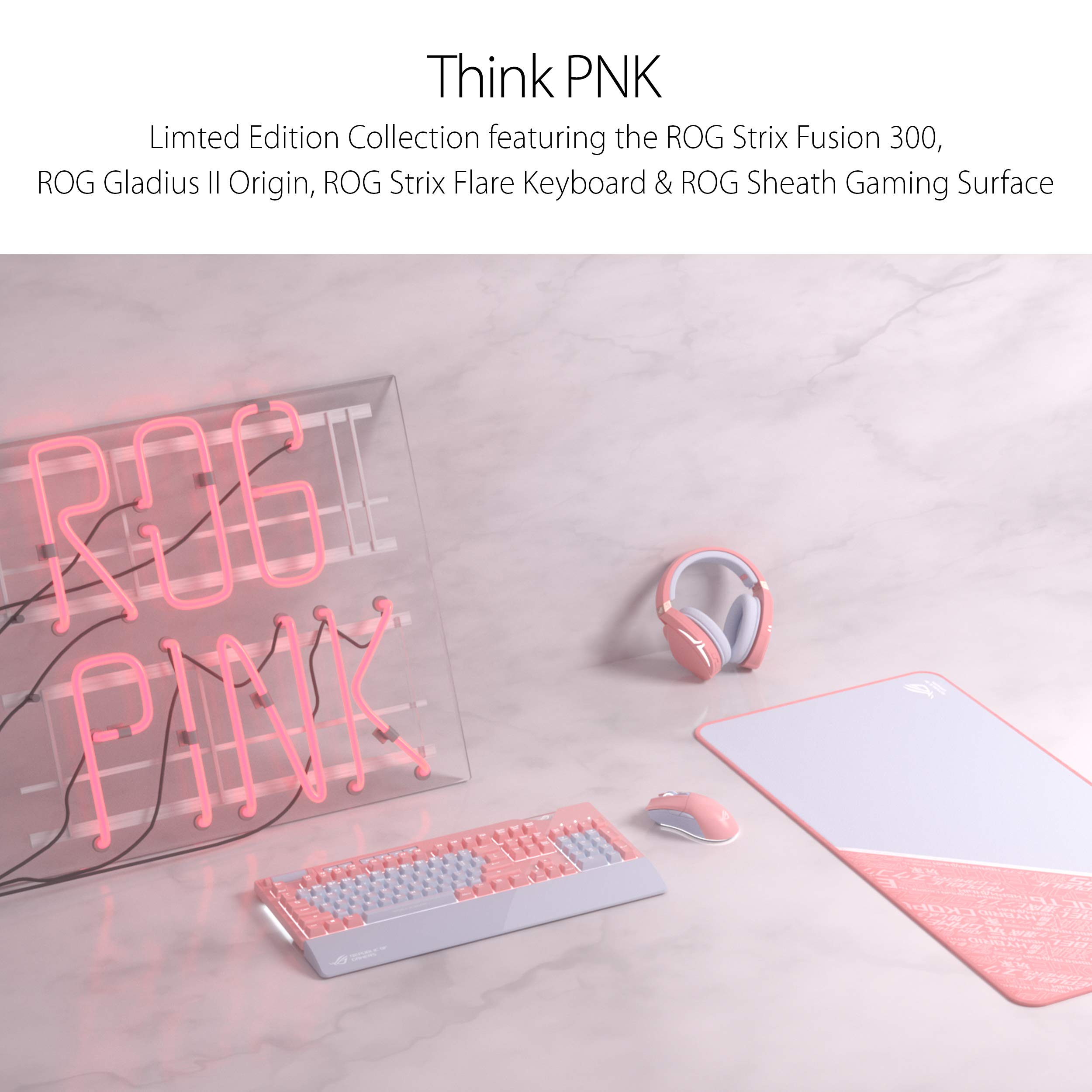 ASUS ROG Strix Flare Pnk (Cherry MX Red) Limited Edition Mechanical Gaming Keyboard with Switches, Aura Sync RGB Lighting, Customizable Badge, USB Pass Through and Media CONTROLS (Renewed)