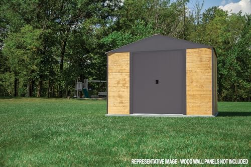 Arrow 10' x 8' Ironwood Galvanized Steel Hybrid Outdoor Shed Kit, Anthracite