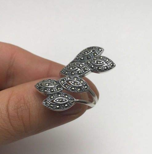 argunjewellery Turkish Jewelry Leaves Cool Marcasite 925K Sterling Silver Women's Ring