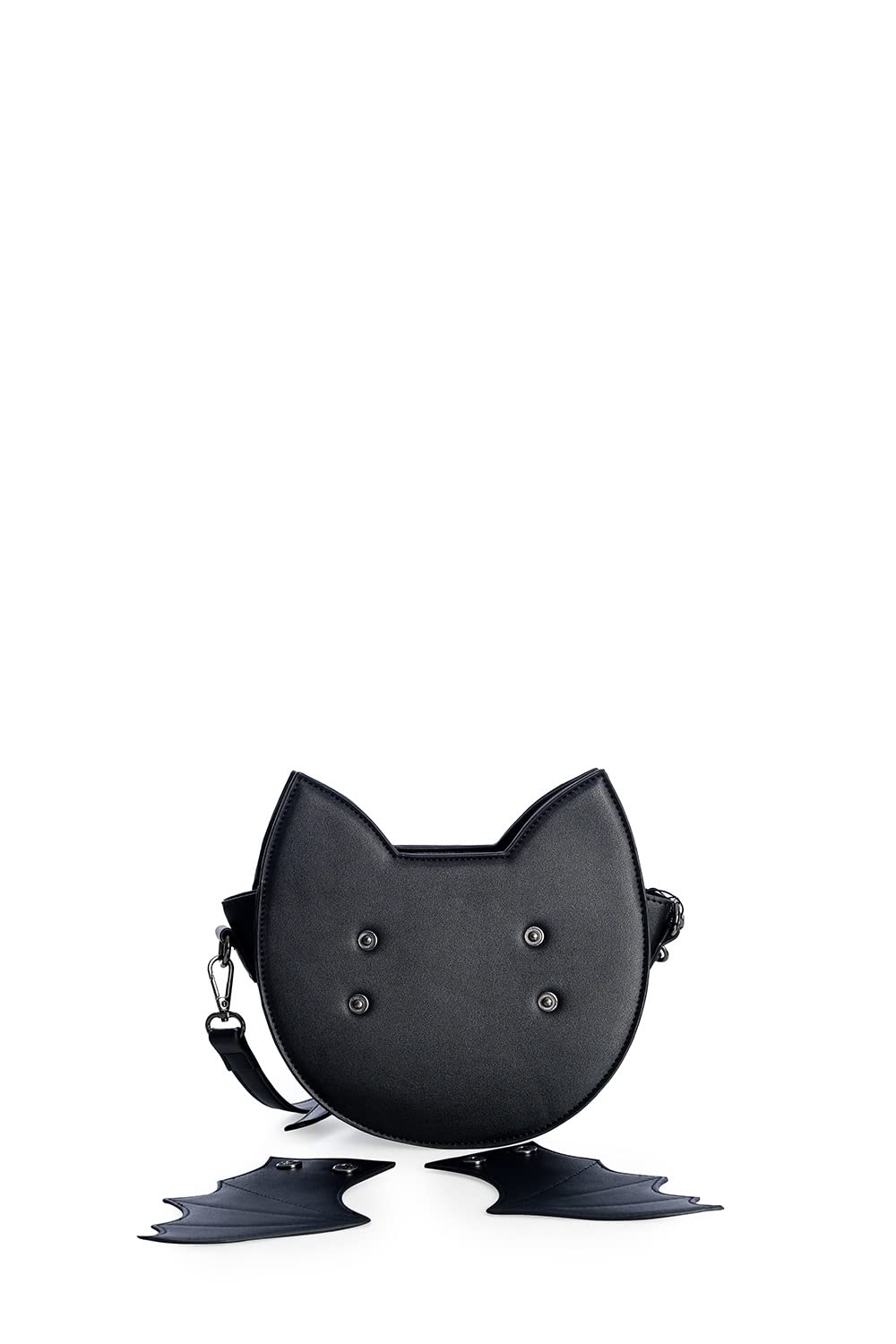 Lost Queen Women's Wendigo Shoulder Bag Cute Black Cat Bat Crossbody Purse