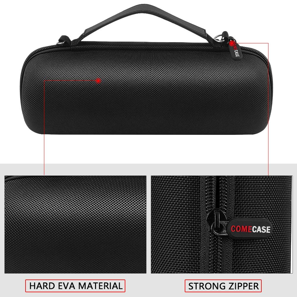 Comecase Portable Bluetooth Speaker Case for JBL FLIP 6 / 5 / 4, Hard Travel Storage Holder with Adjustable Shoulder Strap, Waterproof Speaker Case with Internal Pockets for Cables & Charger - Black