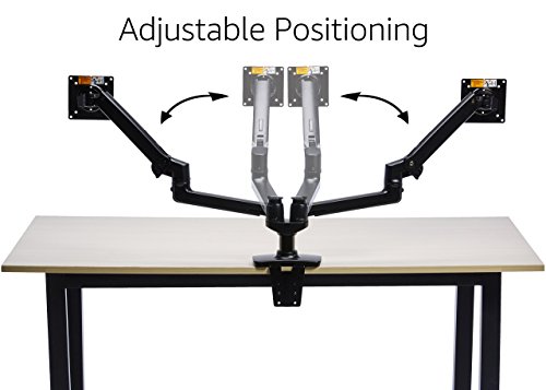 Amazon Basics Dual Monitor Stand, Lift Engine Arm Mount, Black