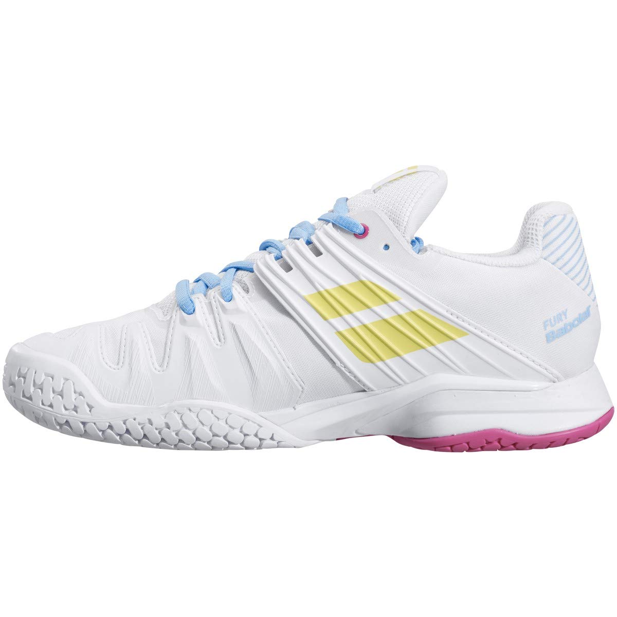 Babolat Women's Propulse Fury All Court Tennis Shoes (White/Sulphur Spring, 9.5)