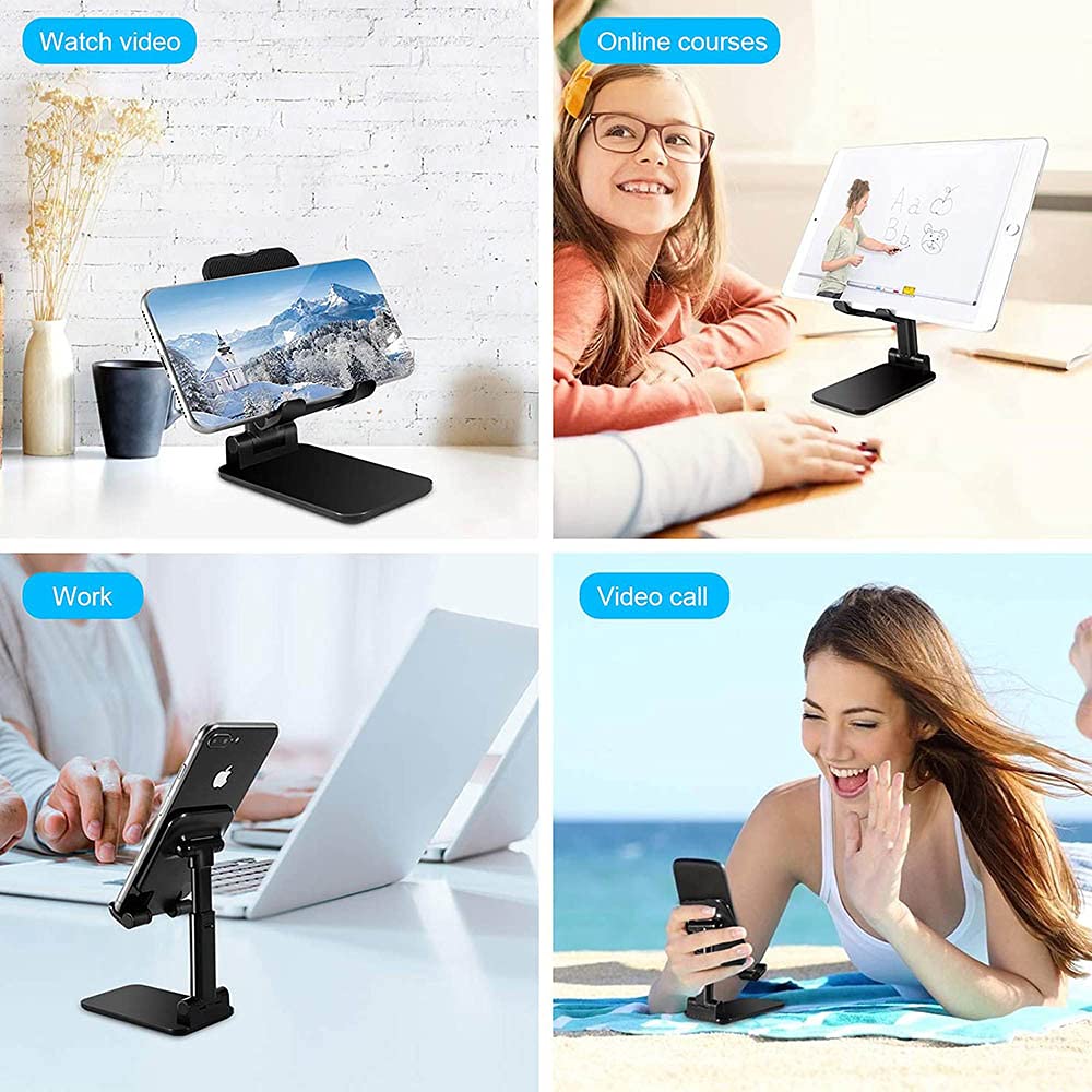 ANDATE Cell Phone Stand, Angle Height Adjustable Cell Phone Stand for Desk, Foldable Cell Phone Holder, Cradle, Dock, Tablet Stand, Case Friendly Compatible with All Mobile Phone/iPad/Kindle/Tablet