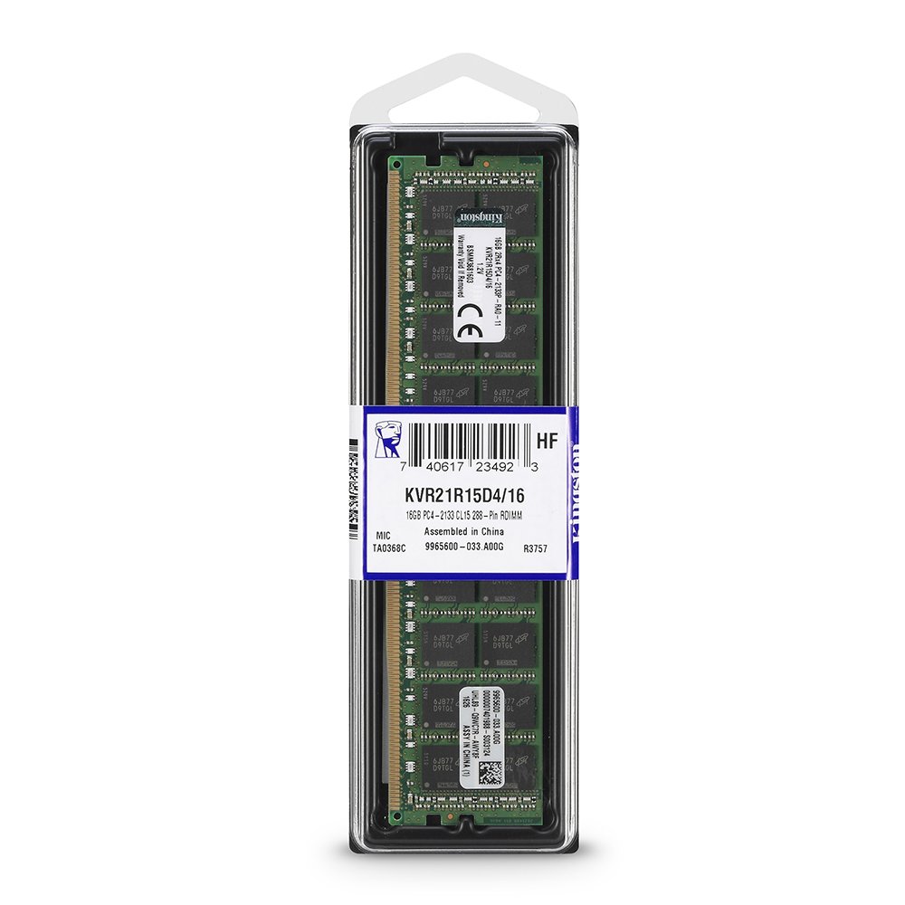 Kingston ValueRAM 16GB RAM 2133MHz DDR4 ECC Reg CL15 DIMM DR x 4 with TS Server Memory (KVR21R15D4/16)