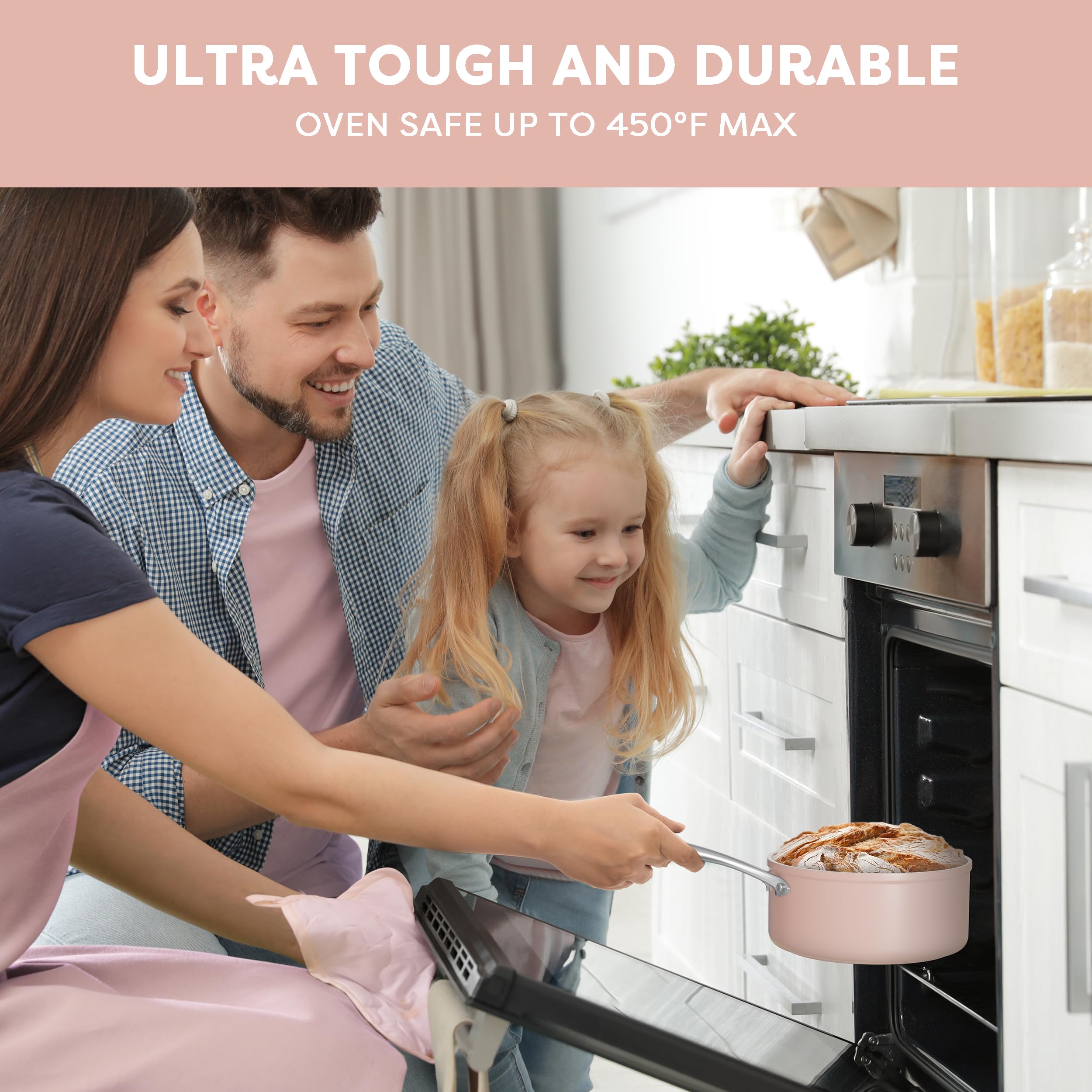 CIARRA Nonstick Sauce Pan, 3 QT Ceramic Sauce Pan with Lid, Non Toxic, PTFE & PFOA Free, Oven Safe & Compatible with All Stovetops, Orange
