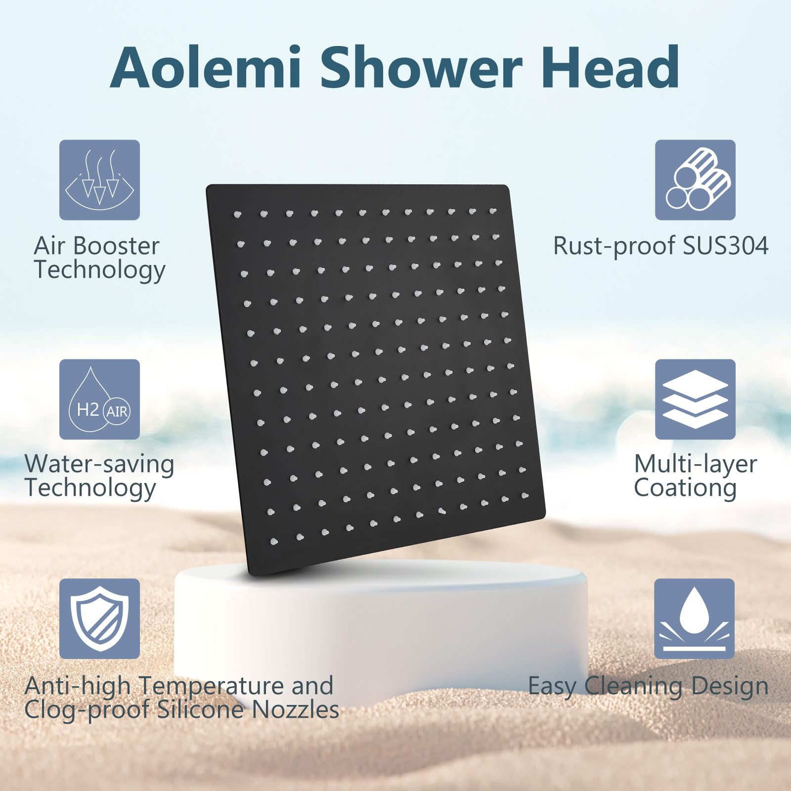 Aolemi Shower System with Rainfall Shower Head and Handheld,High Pressure Shower Faucet Set Fixture Combo with 2 in 1 Handheld Spray Rough-in Valve Included,Wall Mount 12 Inch Matte Black