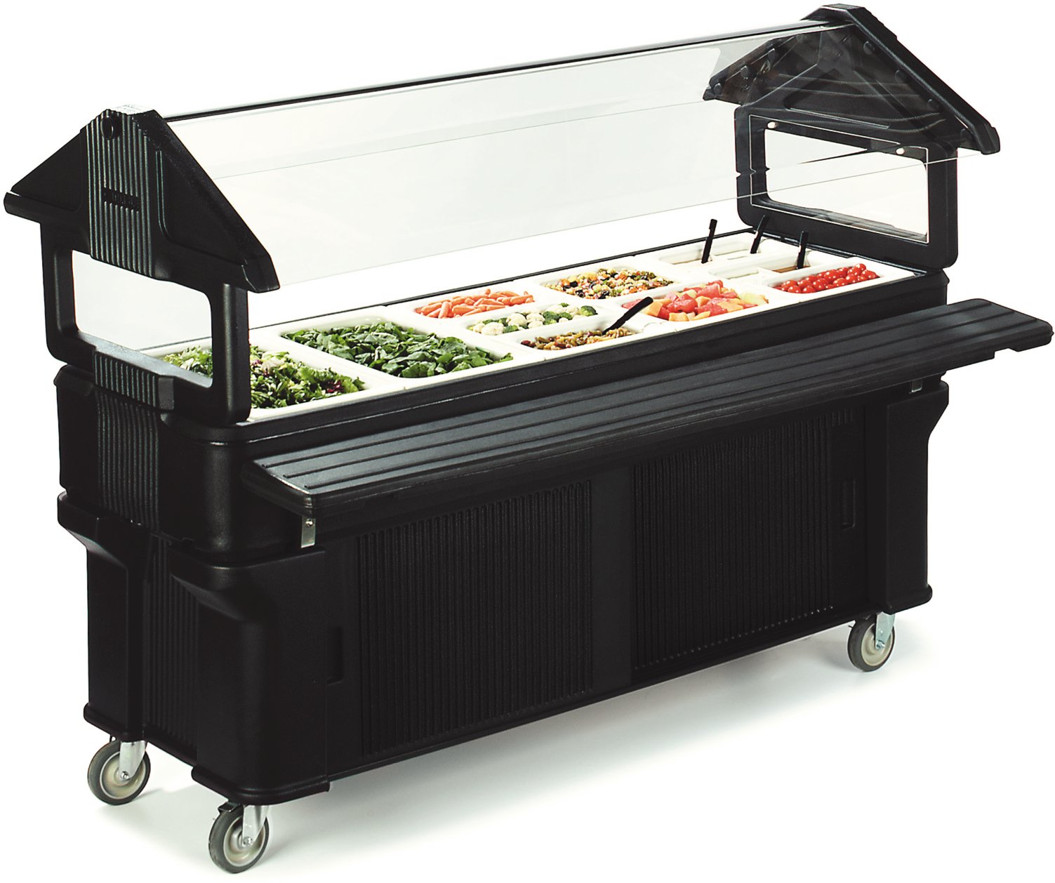 Carlisle FoodService Products Six Star Food Bar Buffet Bar with Storage and Legs for Catering, Buffets, Restaurants, Polyethylene (Pe), 6 x 2 x 4.2 Feet, Black