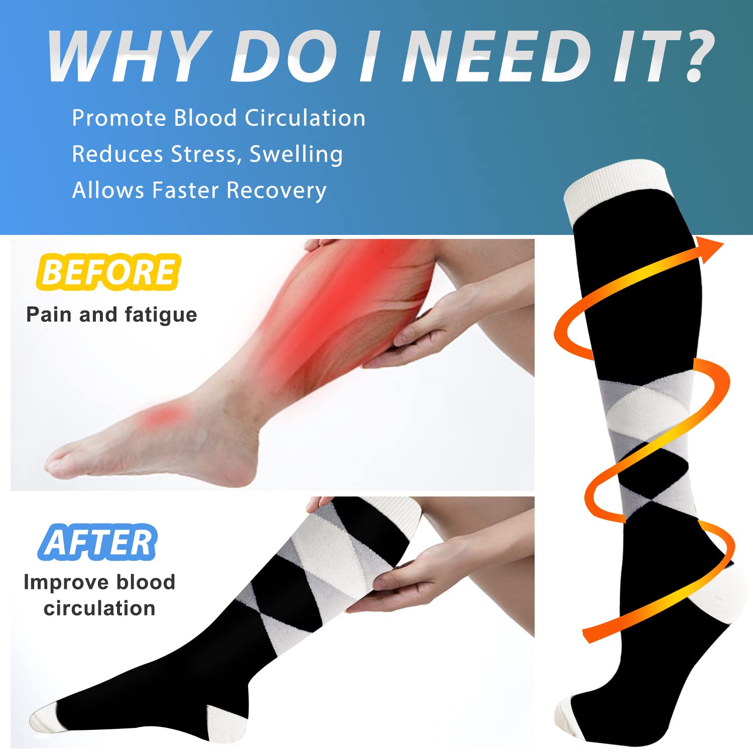 Aoliks Compression Socks for Women & Men Circulation 20-30 mmHg-Best for Running,Nurse,Travel,Cycling,Athletic