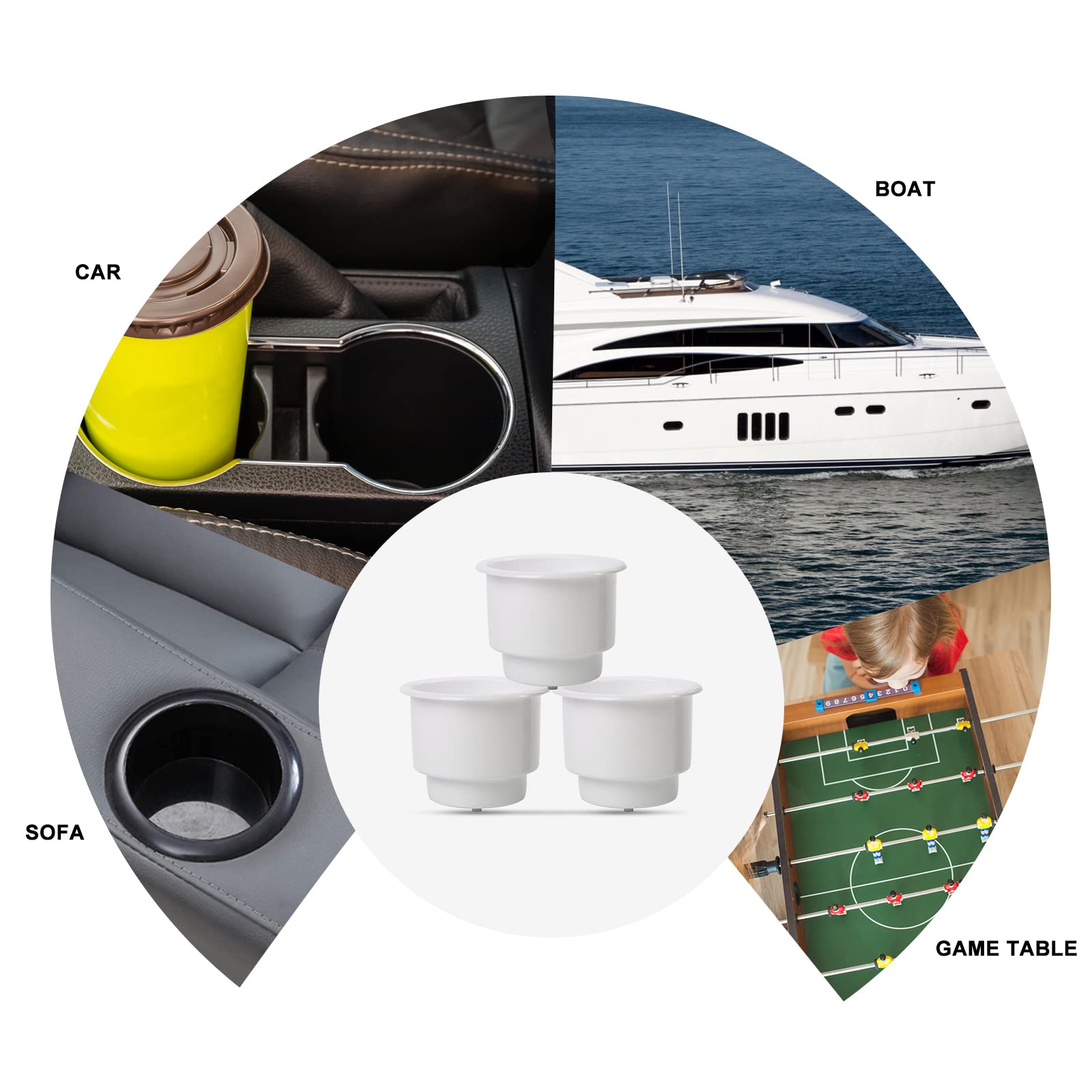 Amarine Made 10Pcs Recessed Drop in Plastic Cup Drink Can Holder with Drain for Boat Car Marine Rv (White)