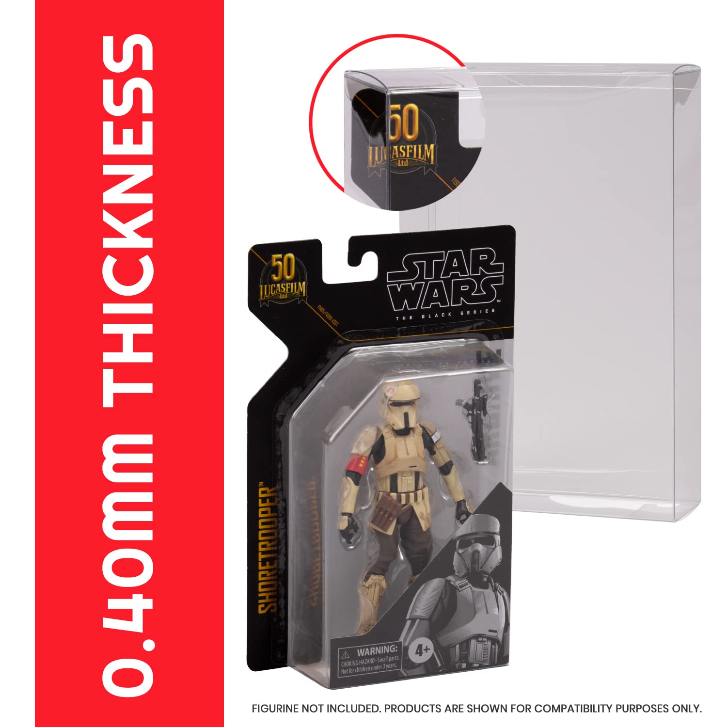 EVORETRO Action Figure Display Case for 6 in Star Wars Black Series Archive 50th Carded - 10 Pack - Clear 0.40 mm Thick PET Plastic Protective Box Case Storage - Keep Your Collection in Mint Condition