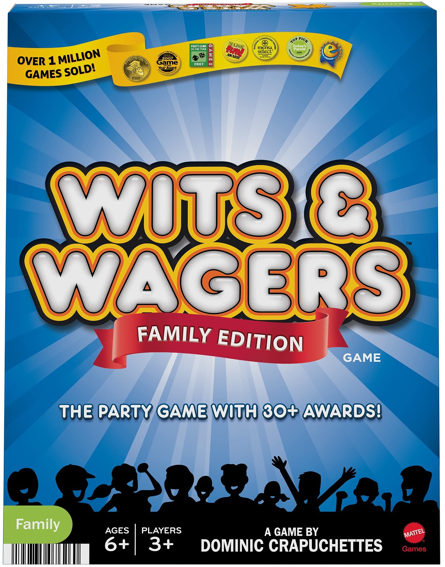 Mattel Games Wits & Wagers Board Game Family Edition for Kids and Adults with Dry Erase Boards, Markers & Question Cards