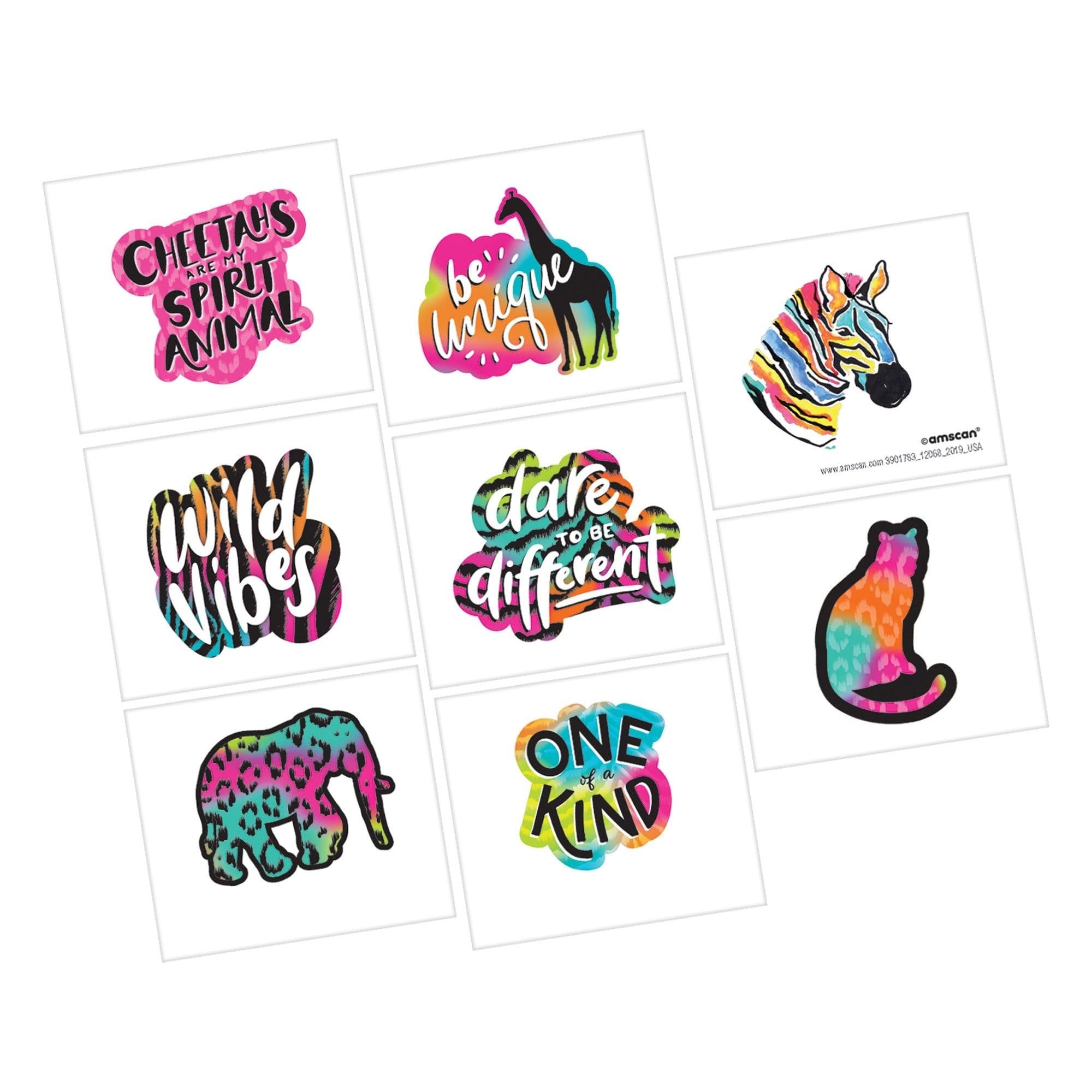 amscan Animal Print Child Tattoos | 2" x 1 3/4" | Pack of 8