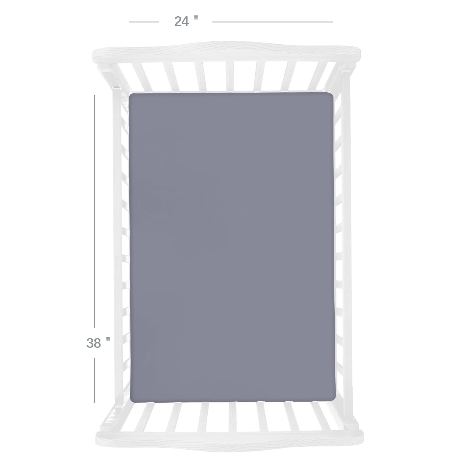 Biloban Mini Crib Sheets Fitted, 2 Pack Mini Crib Sheet Fits for Mini Crib Mattress, Neutral Mini Crib Sheets for Baby Boys and Girl, Grey, 38”X 24”