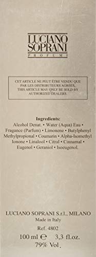 Luciano Soprani D Eau de Toilette Spray for Men, 3.4 Ounce