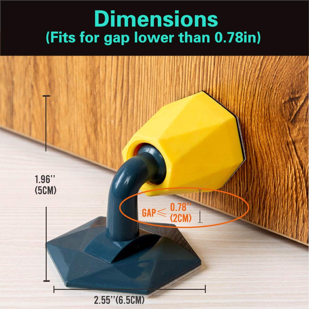 airtrot Silicone Door Stopper 2 Pack Sound Absorption Drill-Free Door Holder with Sticker for Bedroom Bathroom Kitchen Home Office (Blue-Yellow 2 Pack)