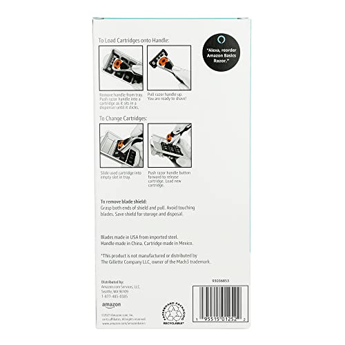 Amazon Basics 3-Blade Motion Sphere Razor for Men with Dual Lubrication, Handle & 20 Cartridges, Cartridges fit Amazon Basics Razor Handles only, 21 Piece Set, Black (Previously Solimo)