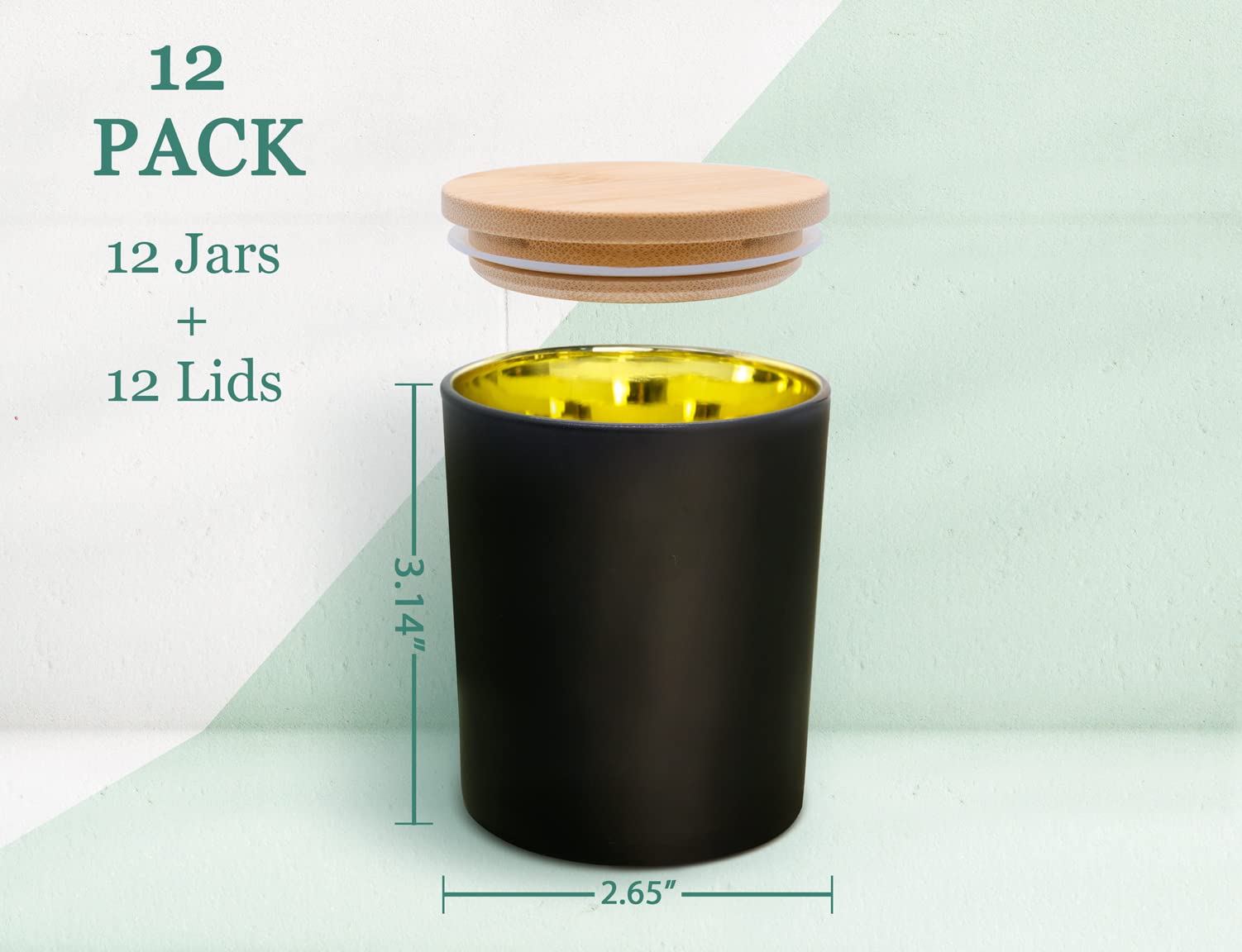 Aroparc Candle Jars 7.5oz for Candle Making, 12 Pack Elegant Gold Interior Bulk Candle Tins, Wholesale Candle Jars with Lids for Candle Making - Black Matte