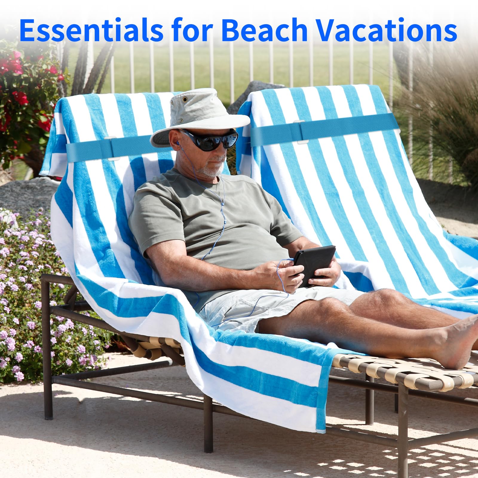 Towel Belt is an Ideal Choice for Beach Towel Clips, Perfect for Beaches, Pools and Cruise Chairs. Essential for Beach vacationers, Families a Must-Have for Cruise Essentials and Beach Accessories (3)