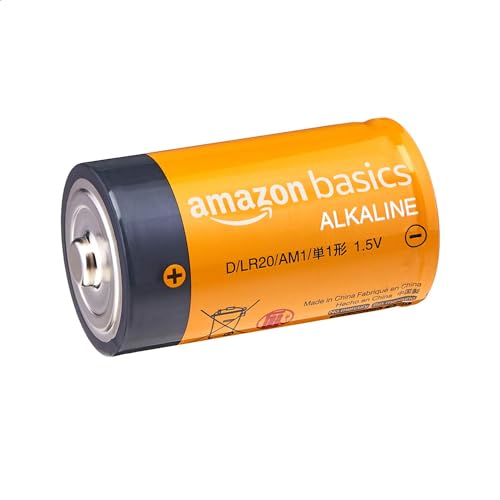 Amazon Basics 4-Pack D Cell Alkaline Everyday Batteries, 1.5 Volt, 5-Year Shelf Life