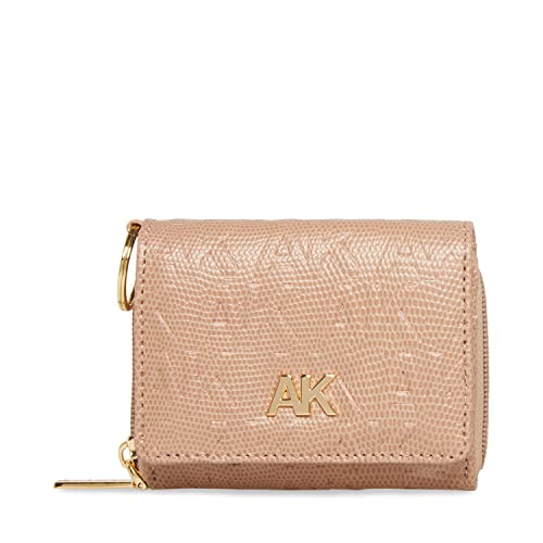 Anne Klein AK Small Embossed Flap Wallet w/Key Ring, Truffle