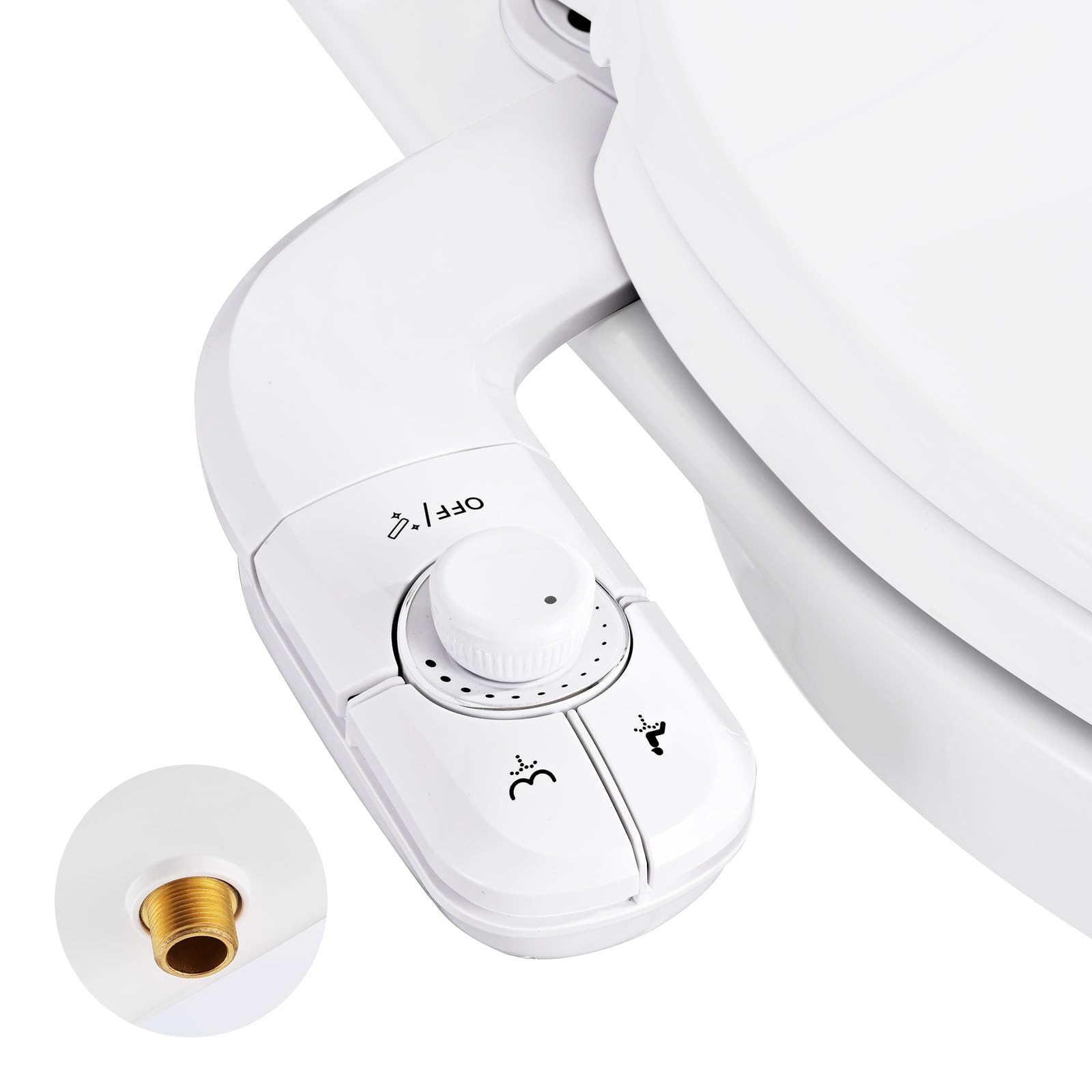 Arofa Bidet Attachment for Toilet, Self-Cleaning, Dual Nozzle Bidet Toilet Seat, Ultra-Slim Bidets for Existing Toilets, Non-Electric, Adjustable Water Pressure, Feminine & Rear Wash (White)