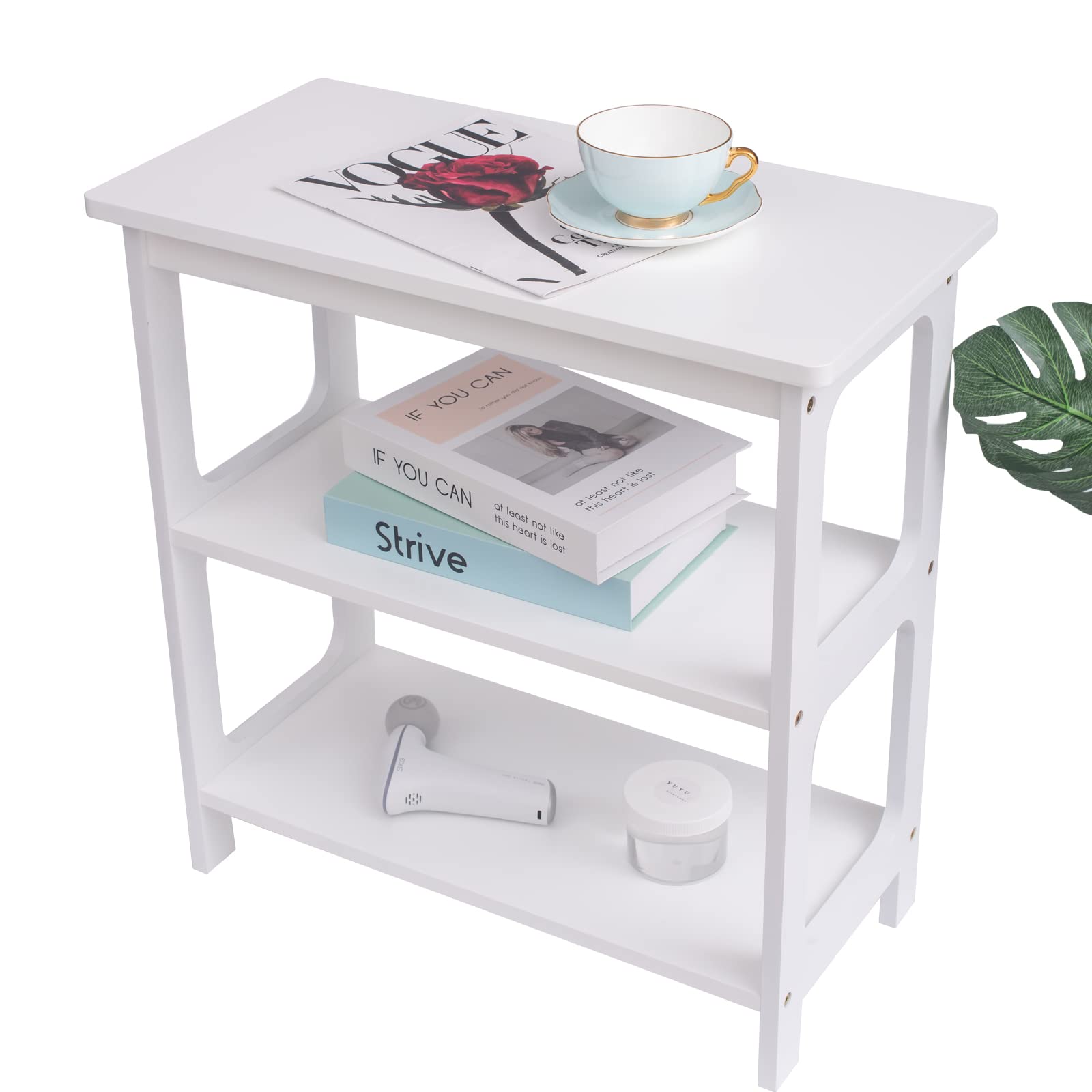 ARPHASLE Side Table, 3-Tier Narrow End Table, Slim Nightstand for Small Spaces, Hallway, Living Room, Bedroom 23.6”L x 11.8”D x 23.6”H