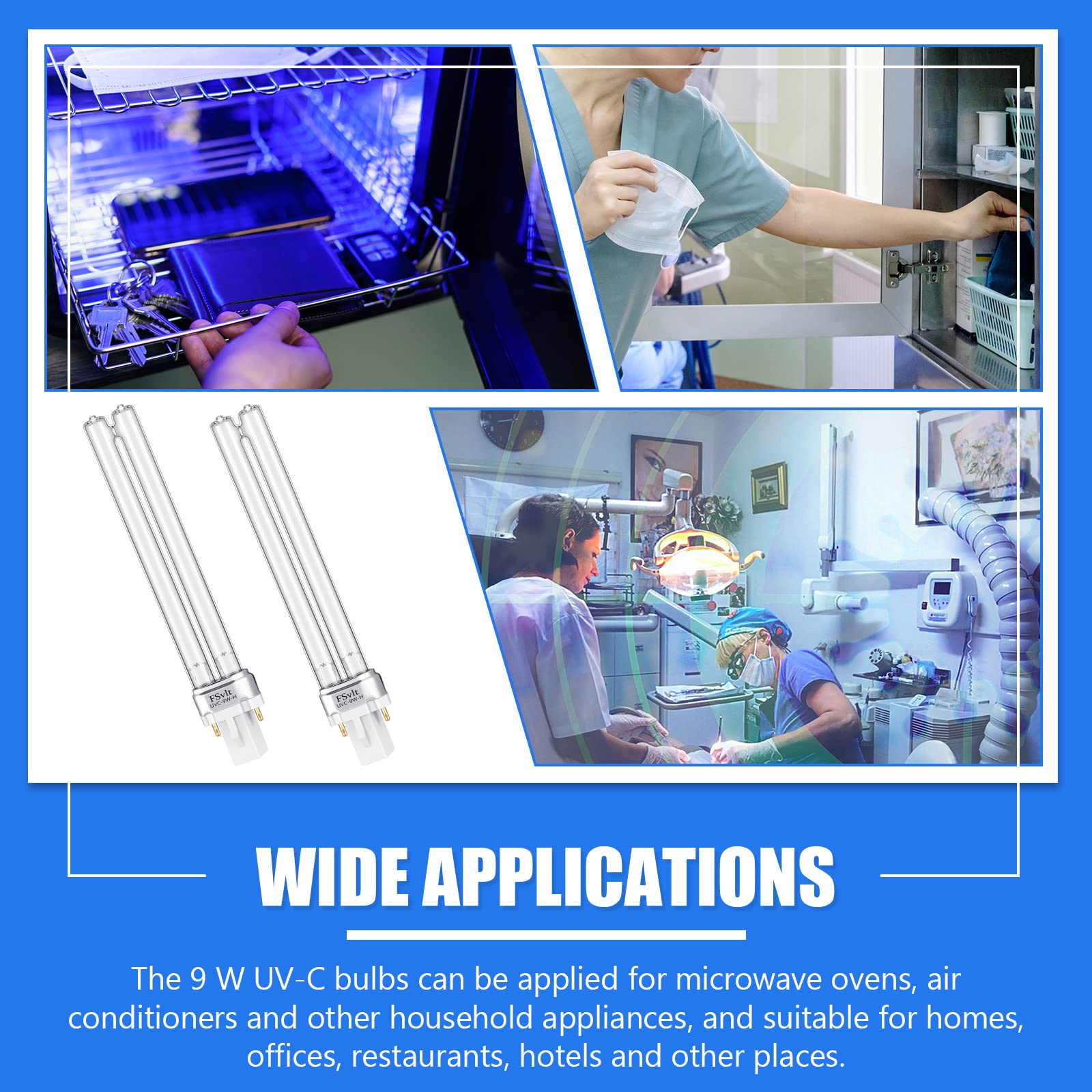 Kittmip 2 Pieces UV UV-C Light Bulbs 9W G23 Base Replacement Bulb for Outdoor Pond Clarifier Lamp Compatible with UVE9 CF400 CF500 UVCP-9 JUP-01 303B 304B D200 R18 R18D R2000