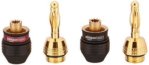 Amazon Basics Speaker Connector Banana Plug to Banana Plug , 0.5" x 0.5" x 1.3", Black, 24 Count (Pack of 12)